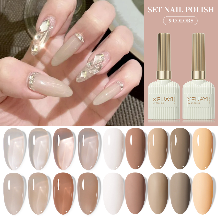 XEIJAYI 9Pcs 15ML Gel Nail Polish Set, Popular Color Gel Varnish Kit ...