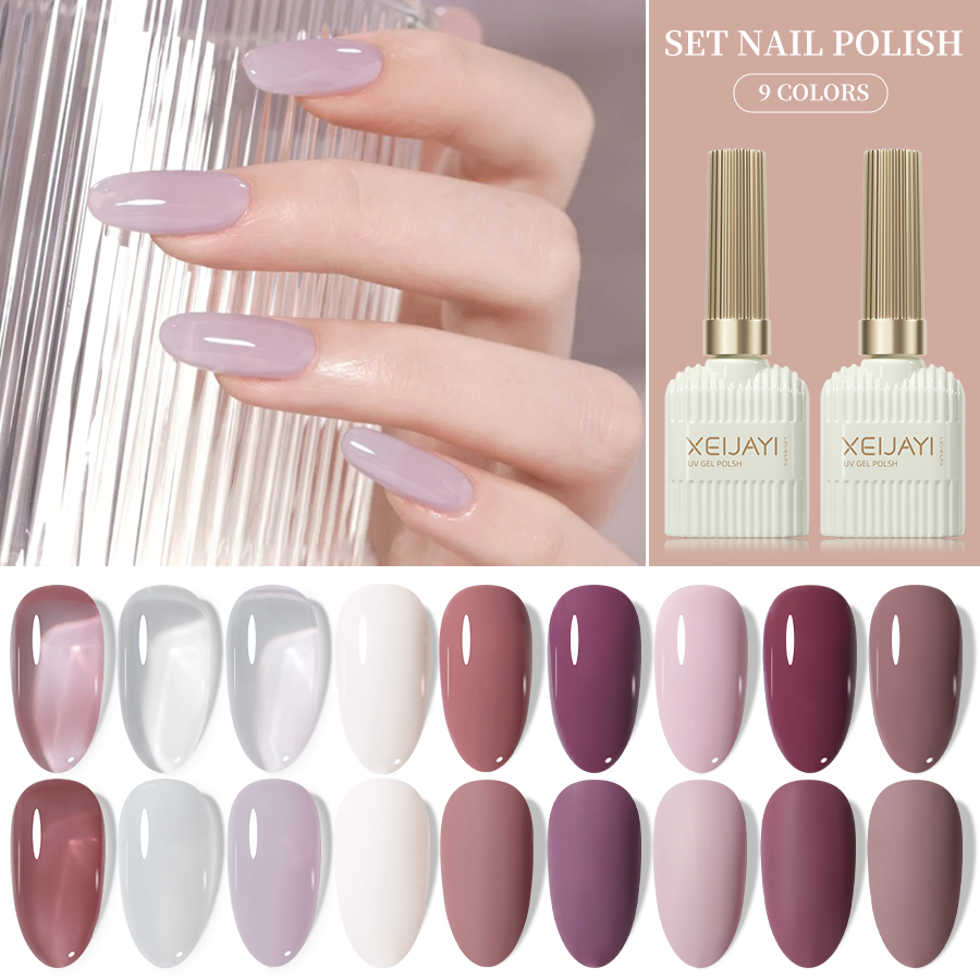 XEIJAYI 9Pcs 15ML Gel Nail Polish Set, Popular Color Gel Varnish Kit ...