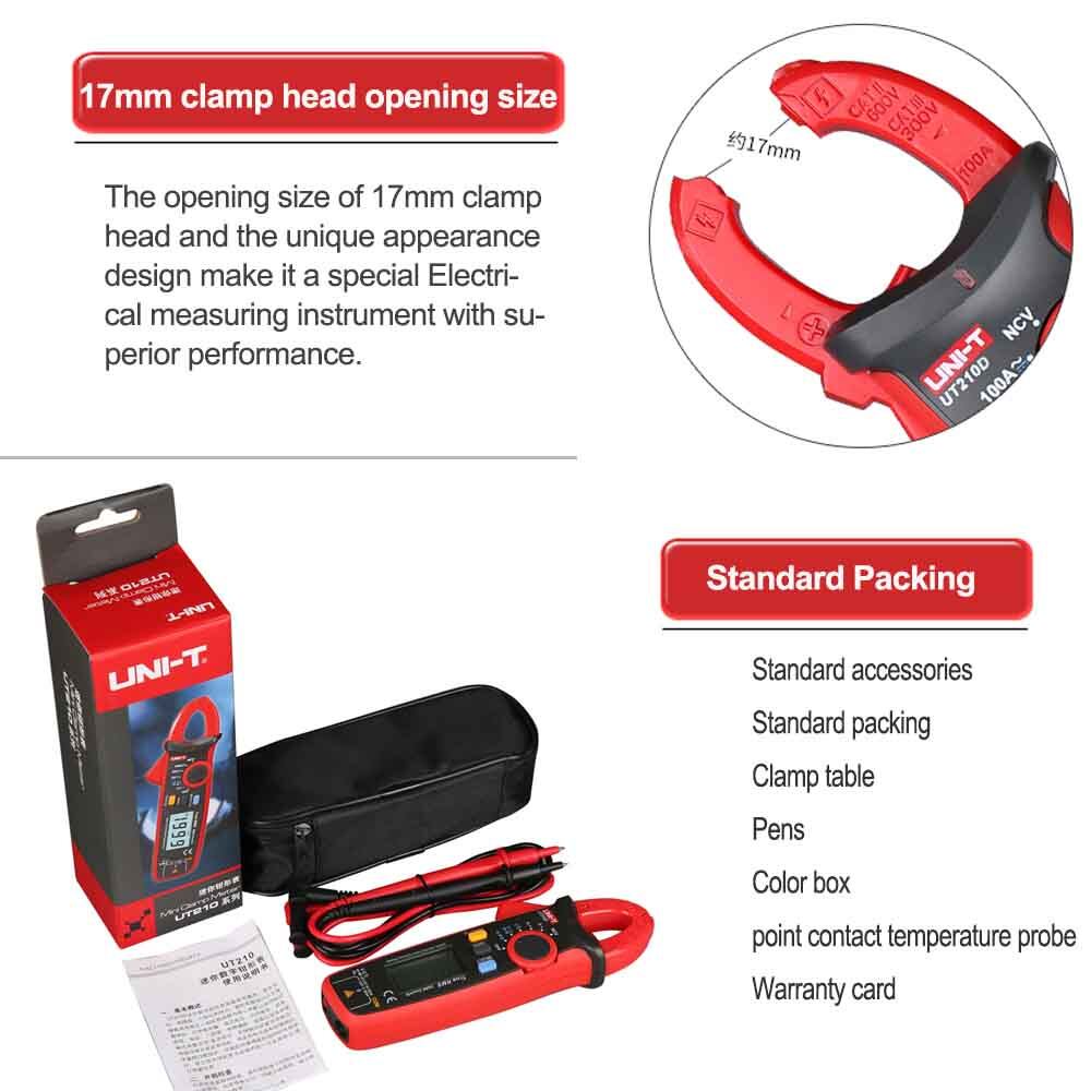 UNI-T Digital Clamp Meter UT210 Series UT210E Clamp Ammeters ...