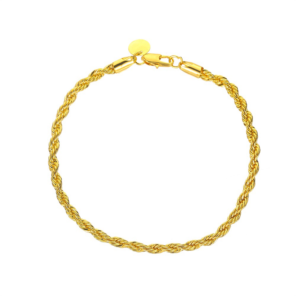 Korea weaving twist thick chain bracelet men and women gold color silver color ins couple ...