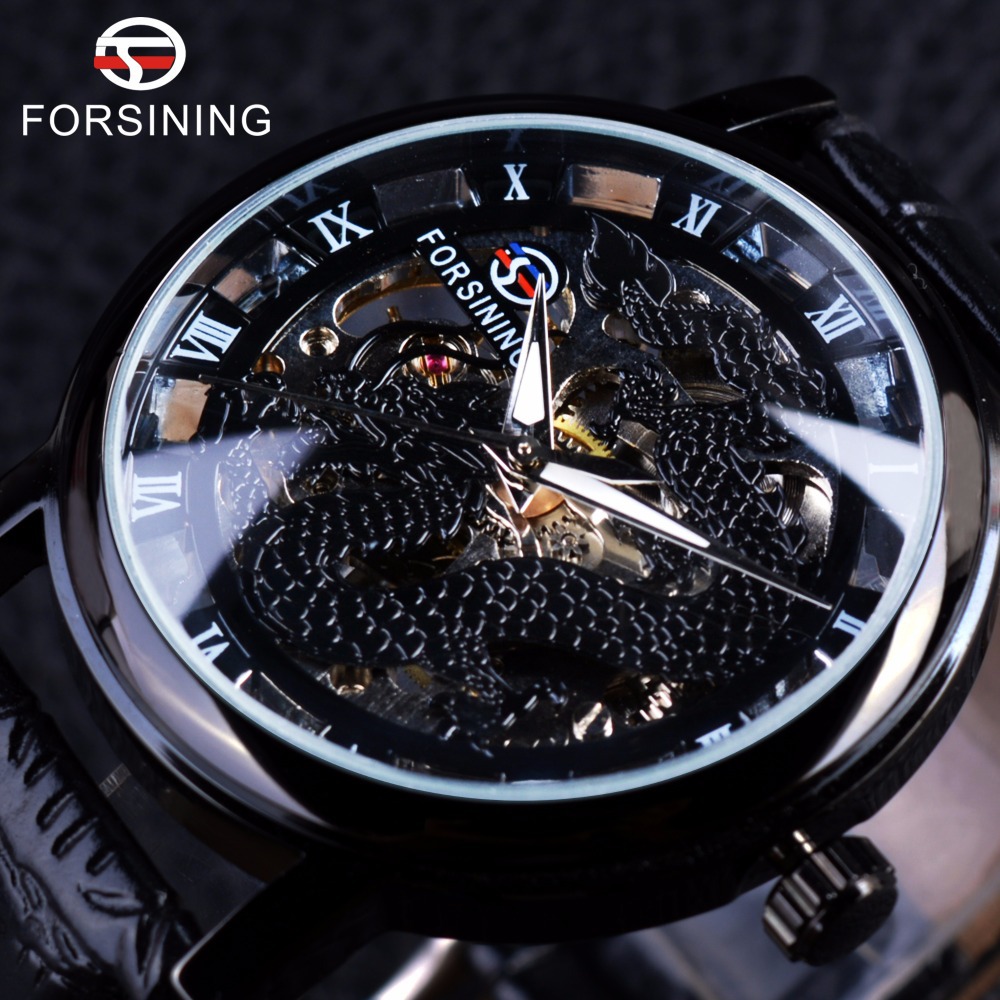 FORSING [Happy the Year of the Loong] Men's Watch Leisure Hollow Dragon ...