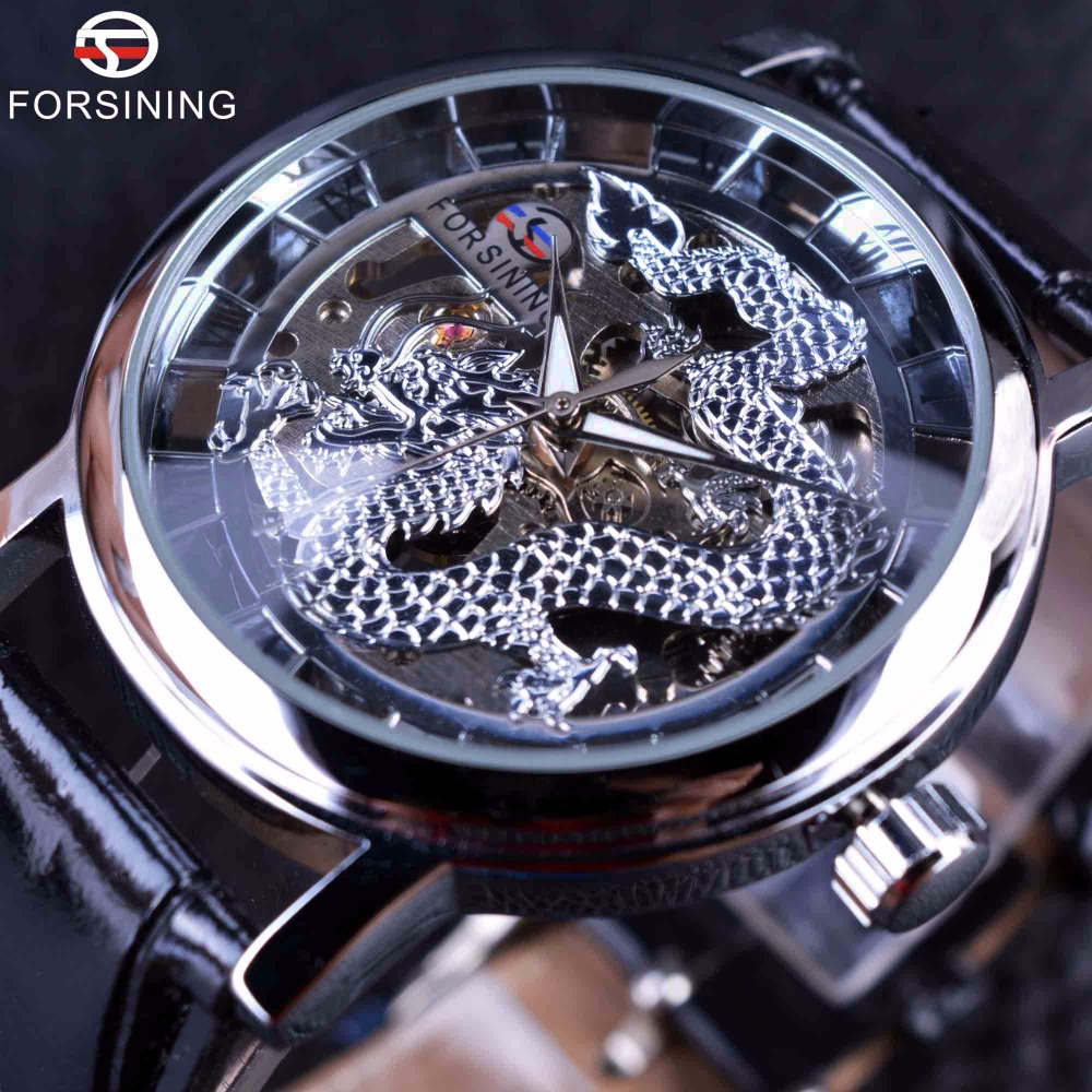 FORSING [Happy the Year of the Loong] Men's Watch Leisure Hollow Dragon ...