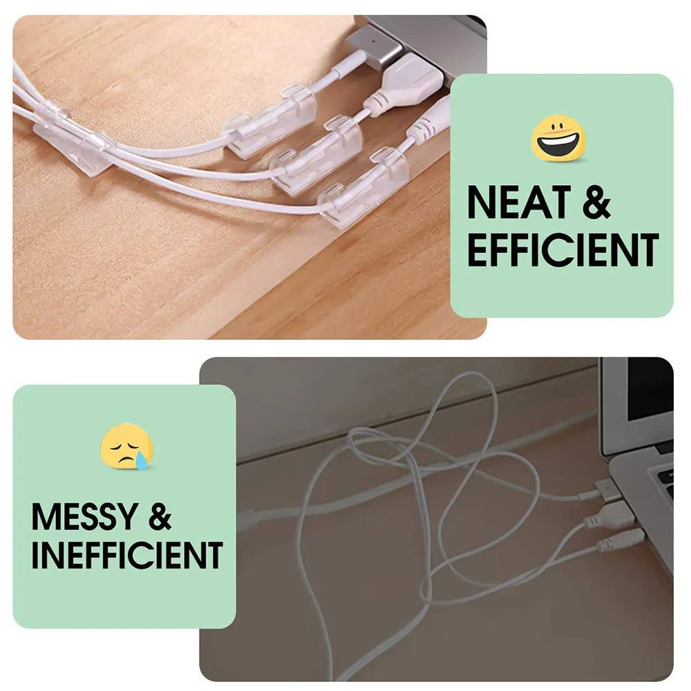 20PCS Strong Self-Adhesive Tape Wire Tidy Holder Cord Management Drop ...