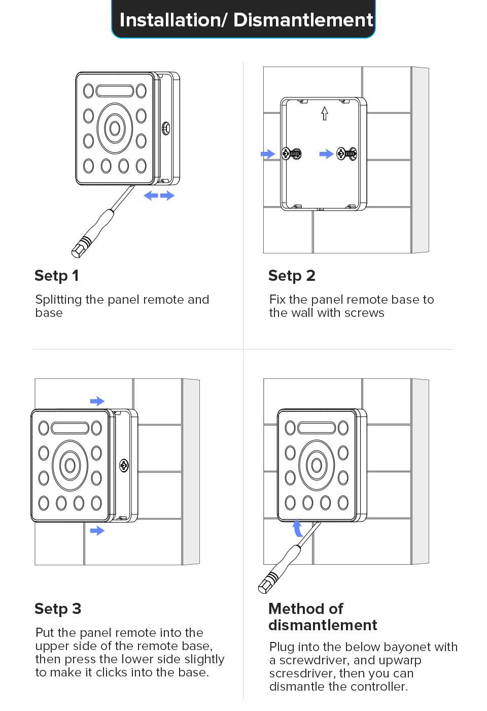BTF-LIGHTING 4 Area Control Remote control panel 2.4GHz RF control RC1 ...