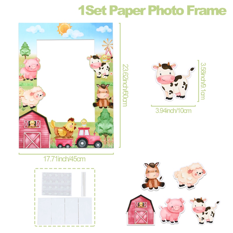Cute Pink Farm Photo Props Pink Animals Photo Frame for Girls 1st ...