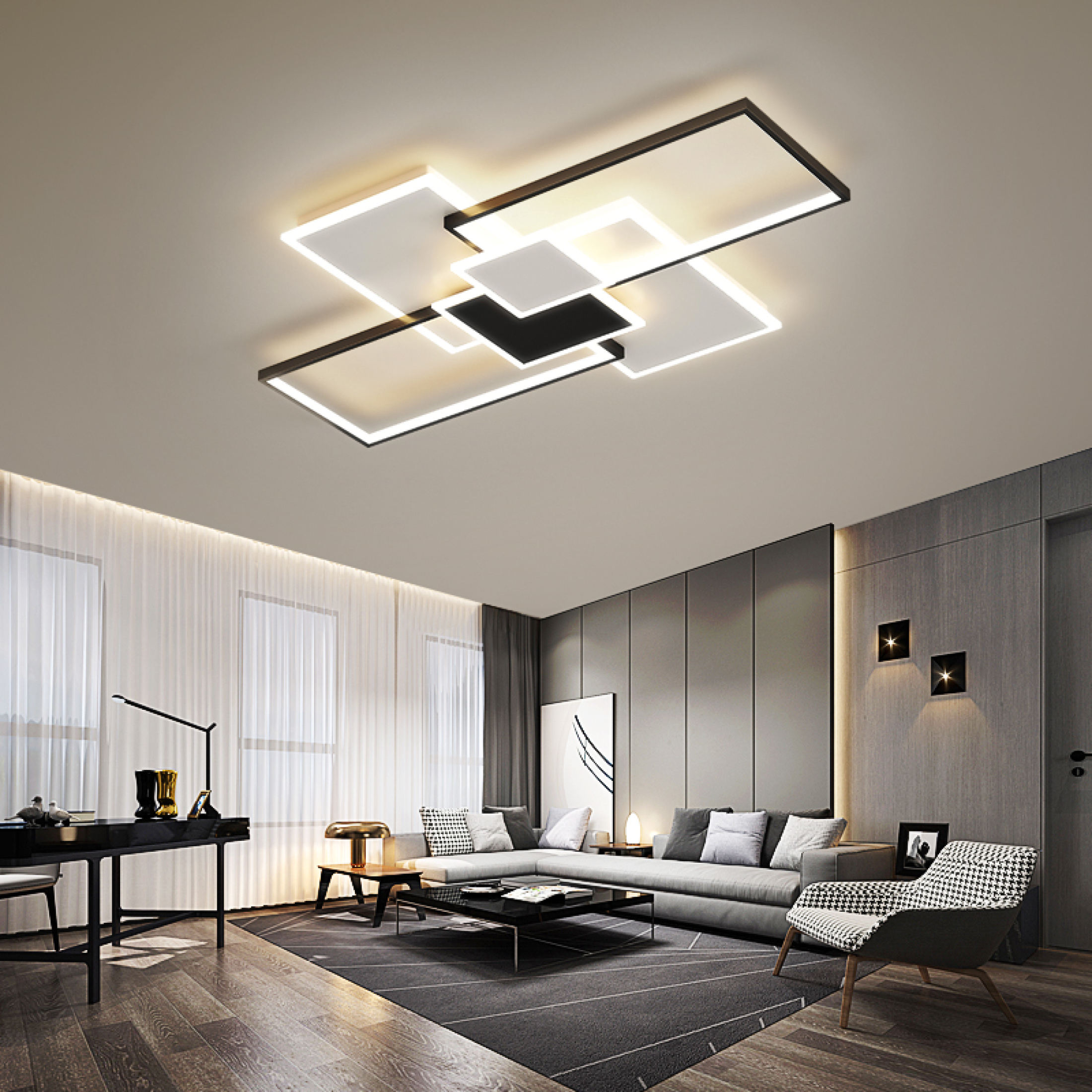 Modern Design LED Ceiling Light 3Colors Dimming/ Remote Control Living ...