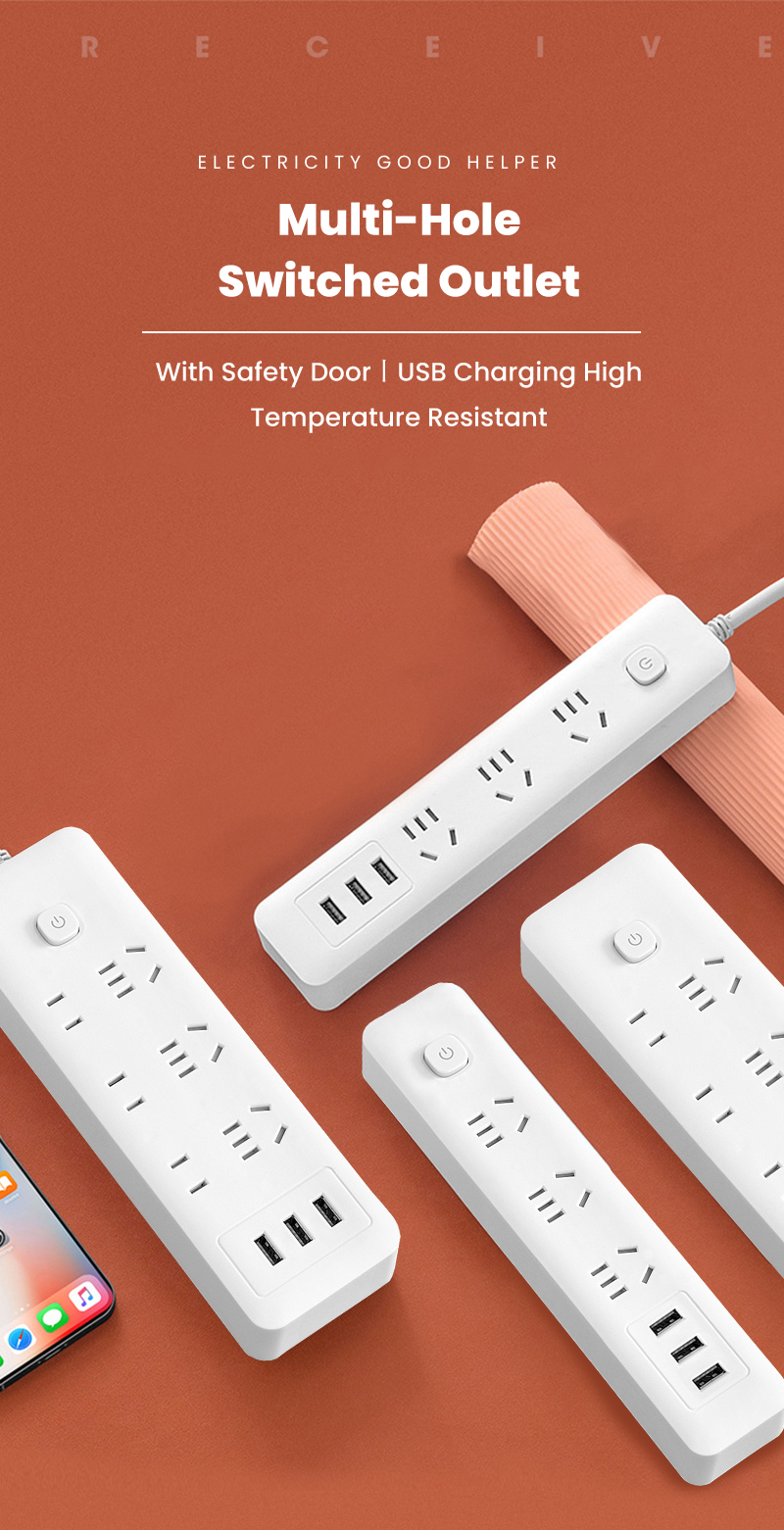 ASIAN Extension Outlet Socket Plug With Switch USB Cable Power Supply ...