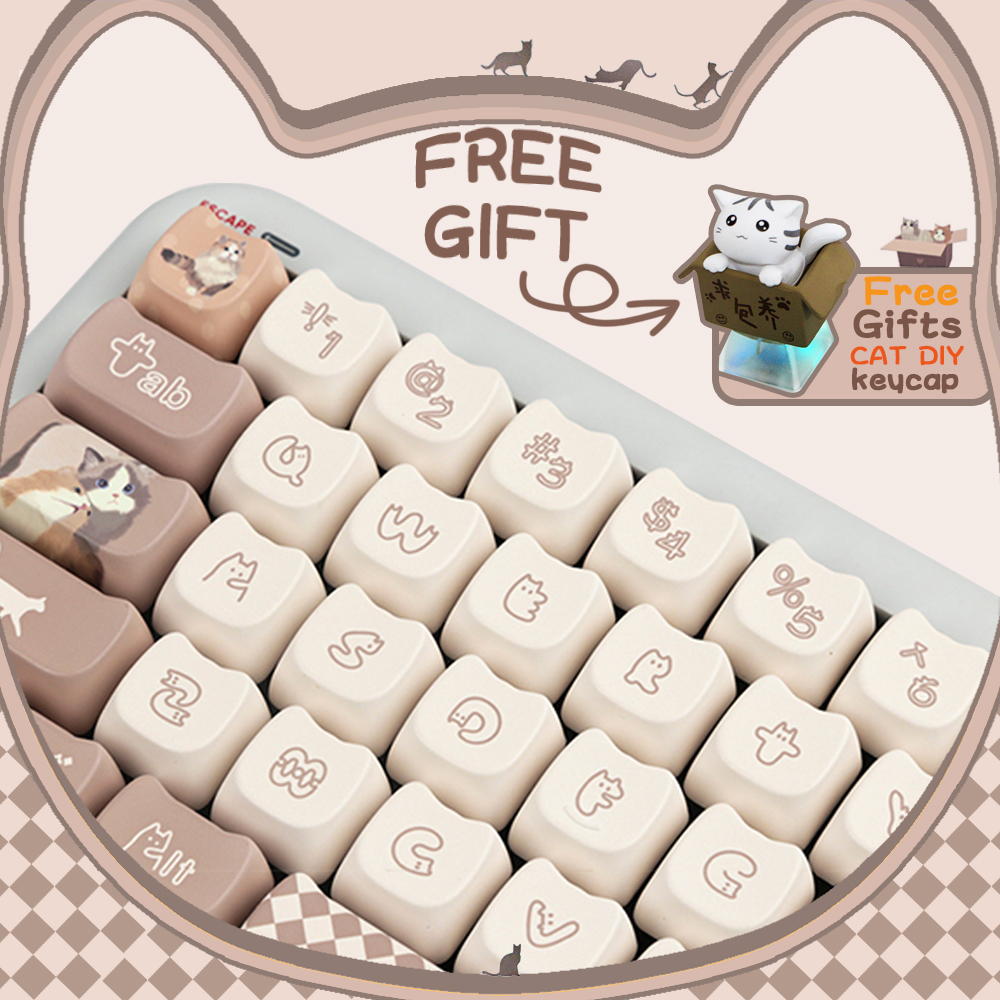 PBT Cat Ear Shape Keycaps/set MAO/MOA/XDA/Cherry Profile Five-sided ...