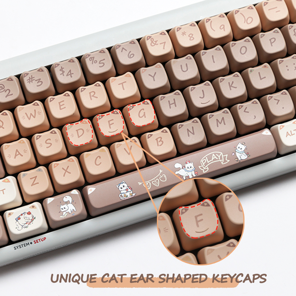 PBT Cat Ear Shape Keycaps/set MAO/MOA/XDA/Cherry Profile Five-sided ...