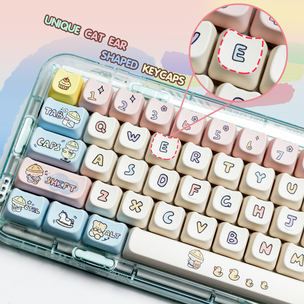 PBT Cat Ear Shape Keycaps/set MAO/MOA/XDA/Cherry Profile Five-sided ...