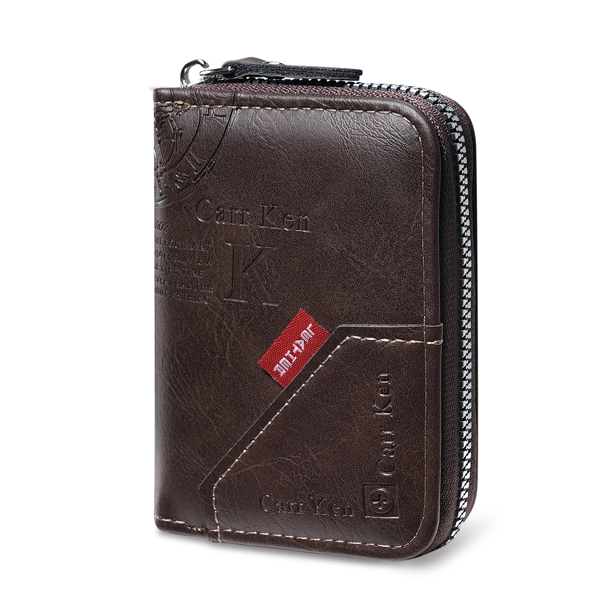 1 Piece Retro Men's Zipper Small Card Holder Fashion Stitching Multi ...