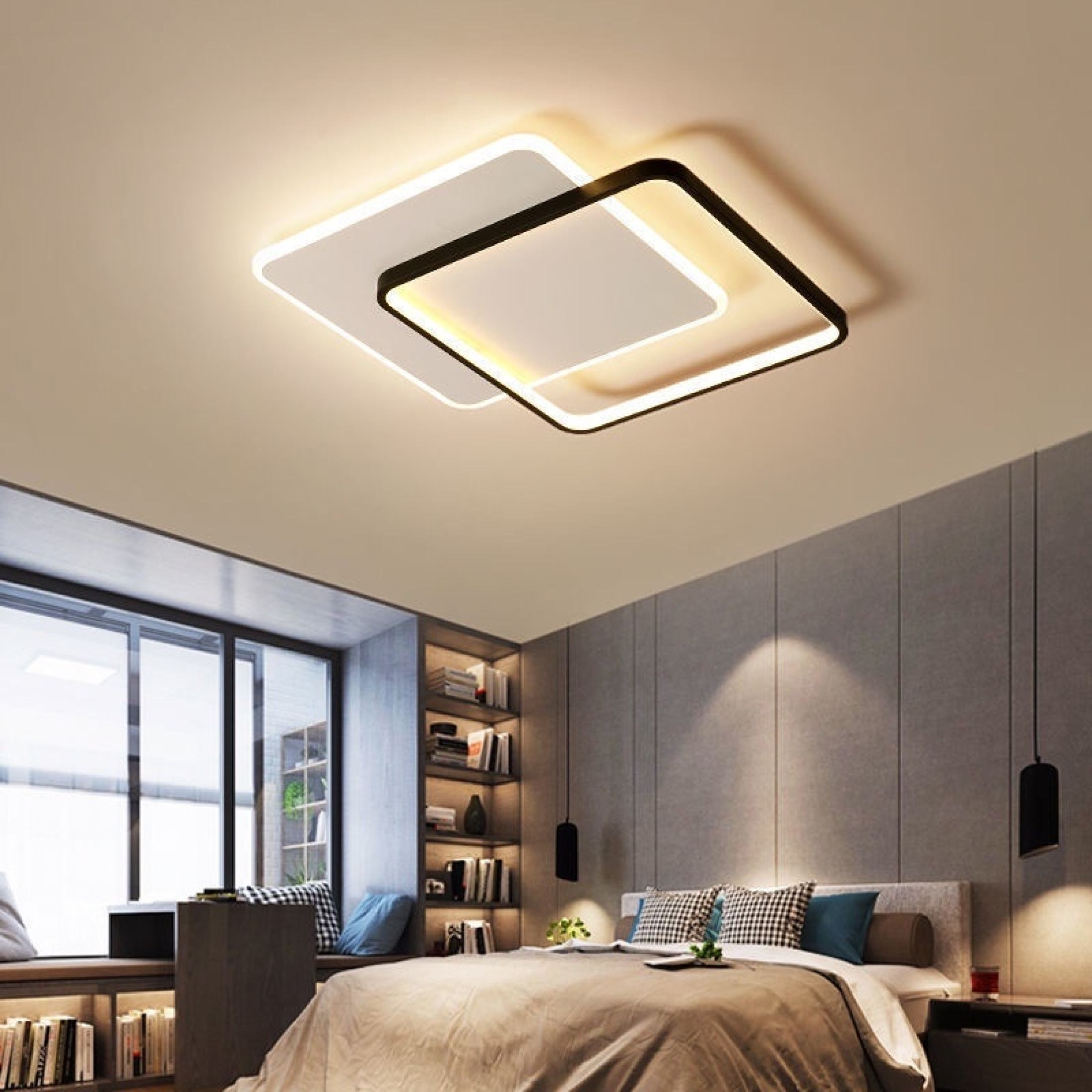 LED ceiling light tri color dimming remote control bedroom/living room ...