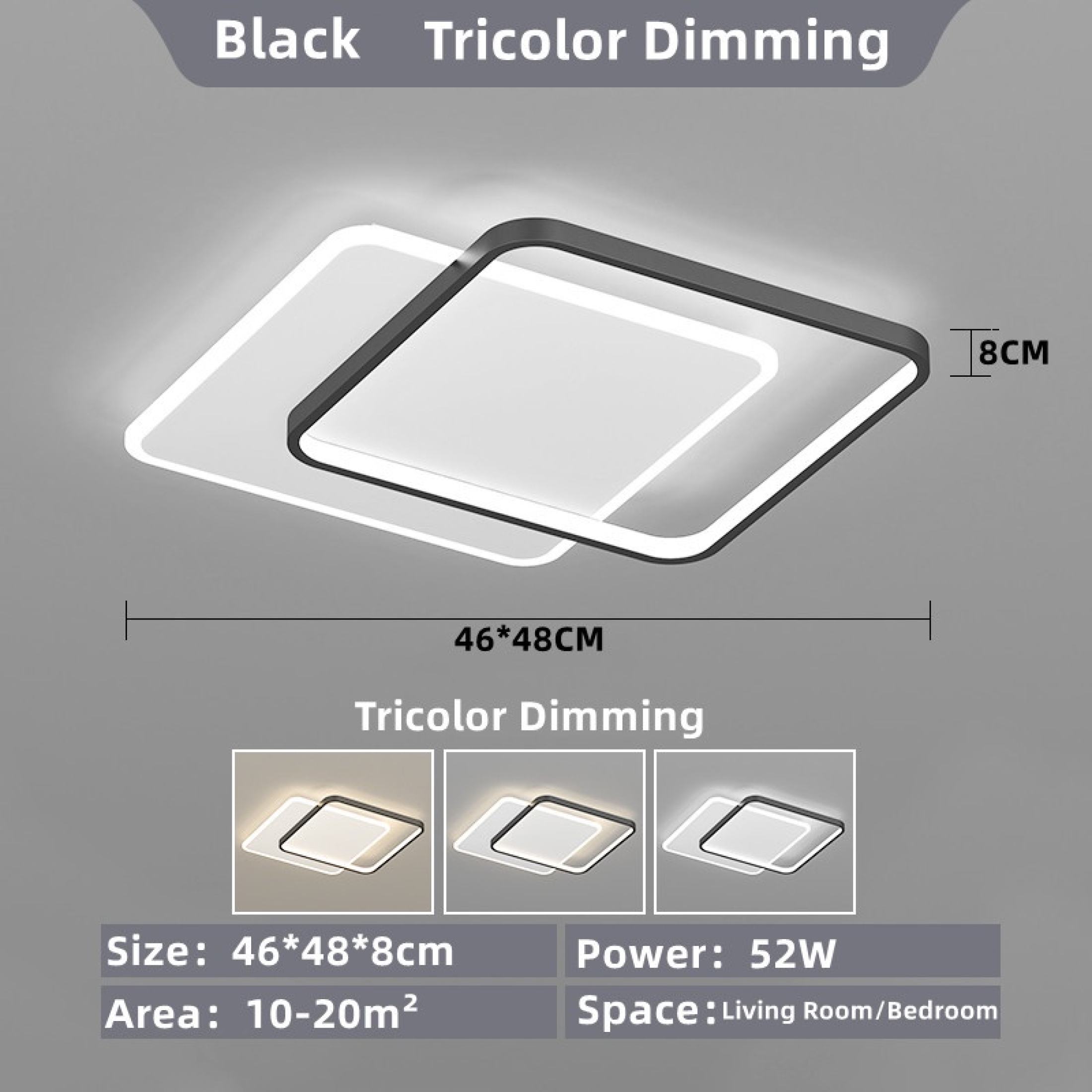 LED ceiling light tri color dimming remote control bedroom/living room ...
