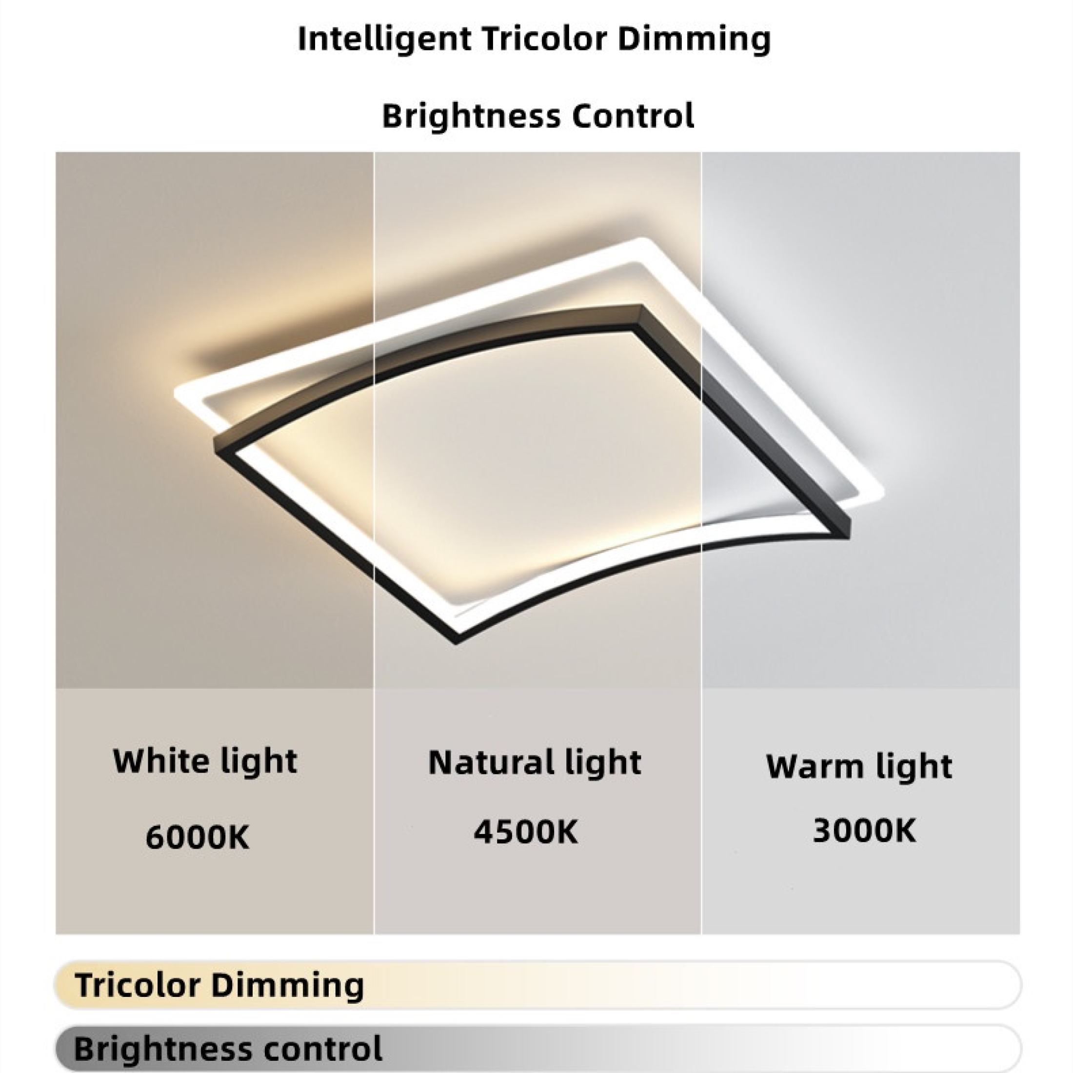 Tricolor LED Ceiling Light Living Room Bedroom Ceiling Light Remote ...