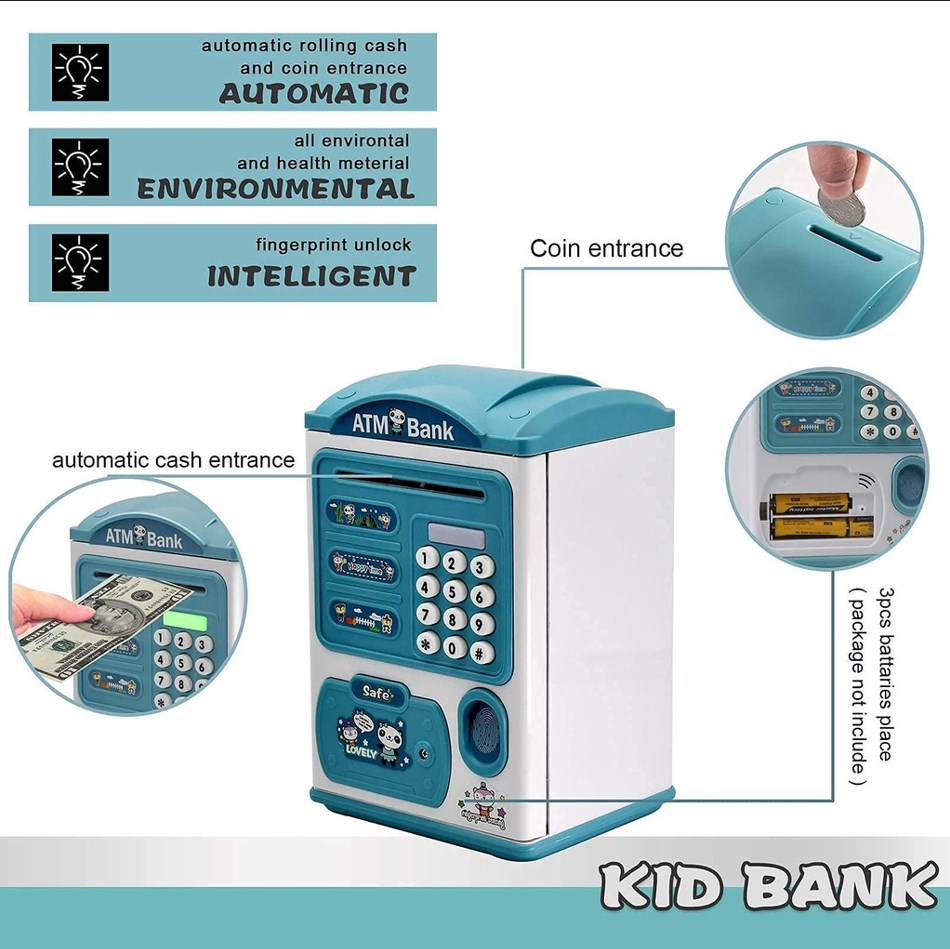 FUNC Alkansya For Kids Fingerprint Piggy Bank ATM Password Intelligent ...