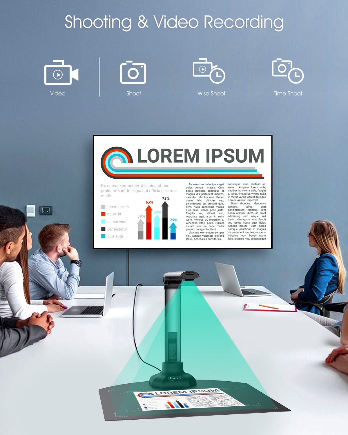 Eyoyo 12MP Via USB Document Camera for Teachers Laptop, A3/A4 Size ...