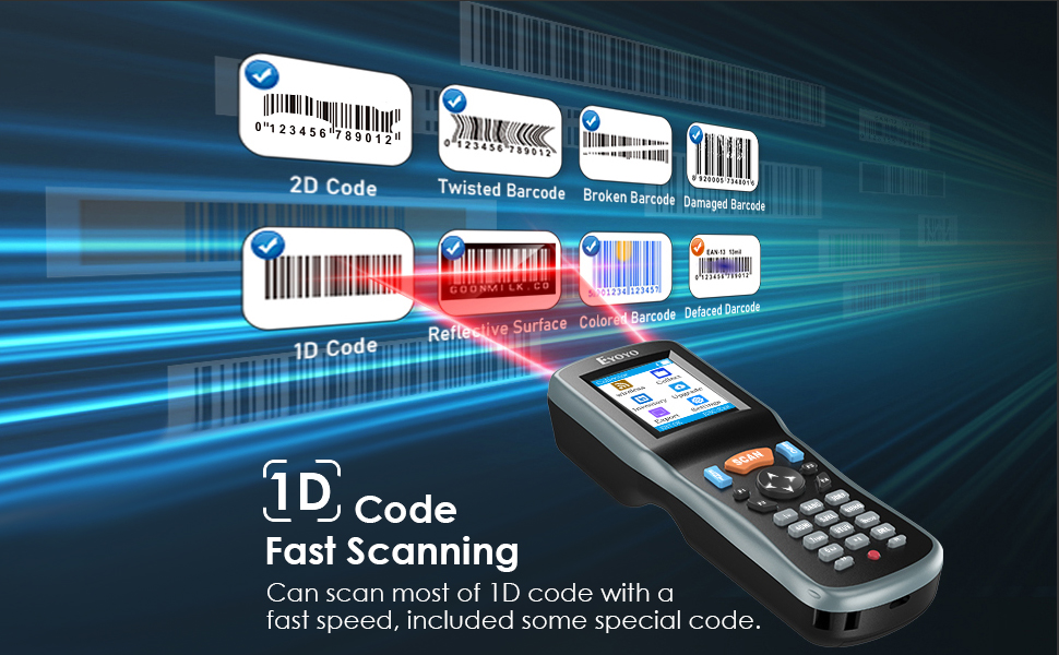 Eyoyo Portable Inventory Scanner Data Collector QR1D 2D Wireless ...