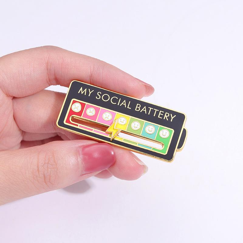 26 Styles Interactive Pin cute My Social Battery Pin Mental Well-being ...