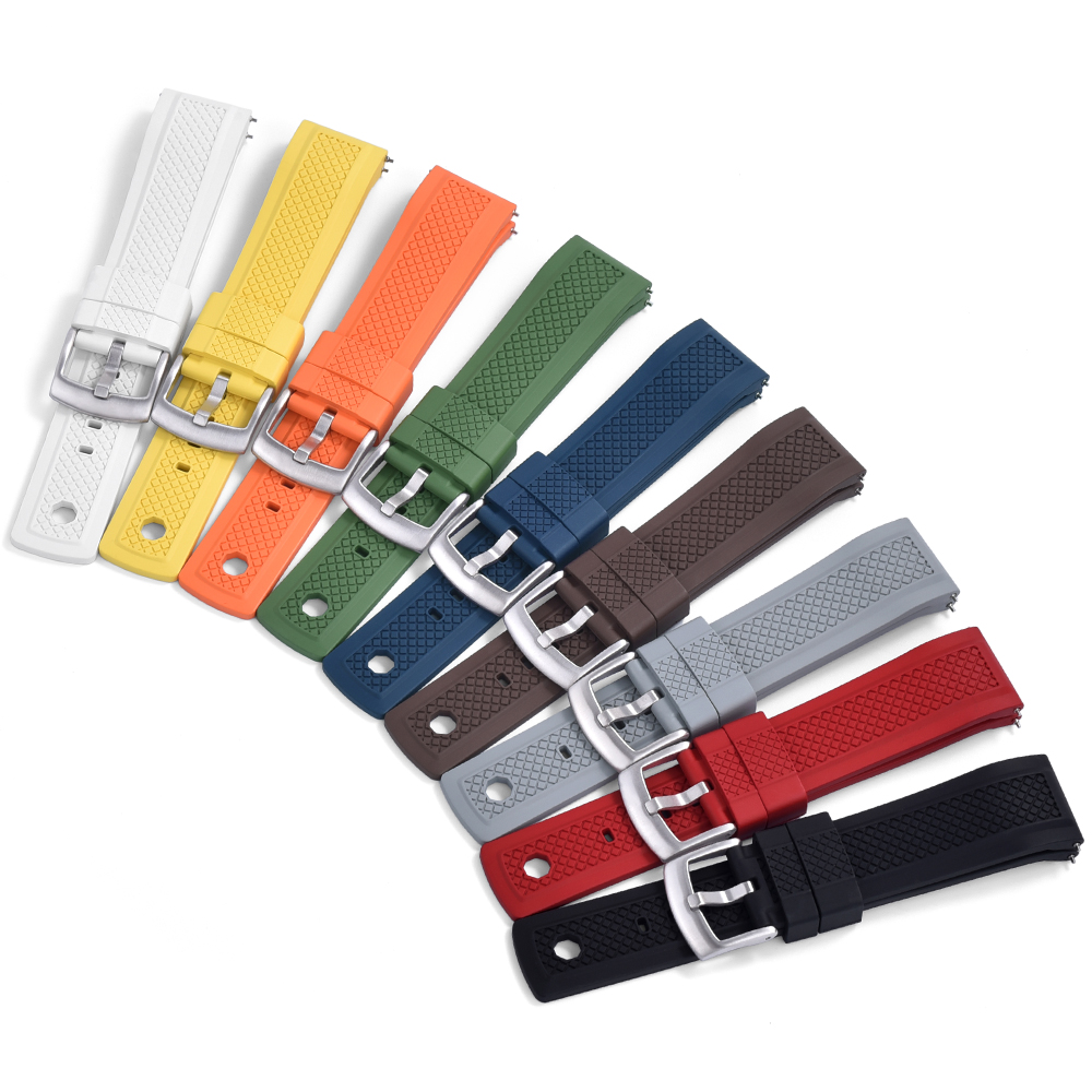Premium Grade FKM Fluoro Rubber Strap 20mm 22mm Quick Release Strap Rubber Watchbands Bracelets ...
