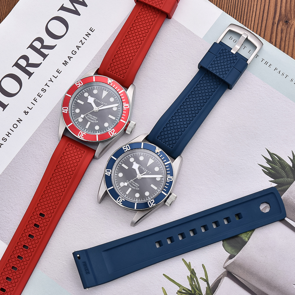 Premium Grade FKM Fluoro Rubber Strap 20mm 22mm Quick Release Strap Rubber Watchbands Bracelets ...