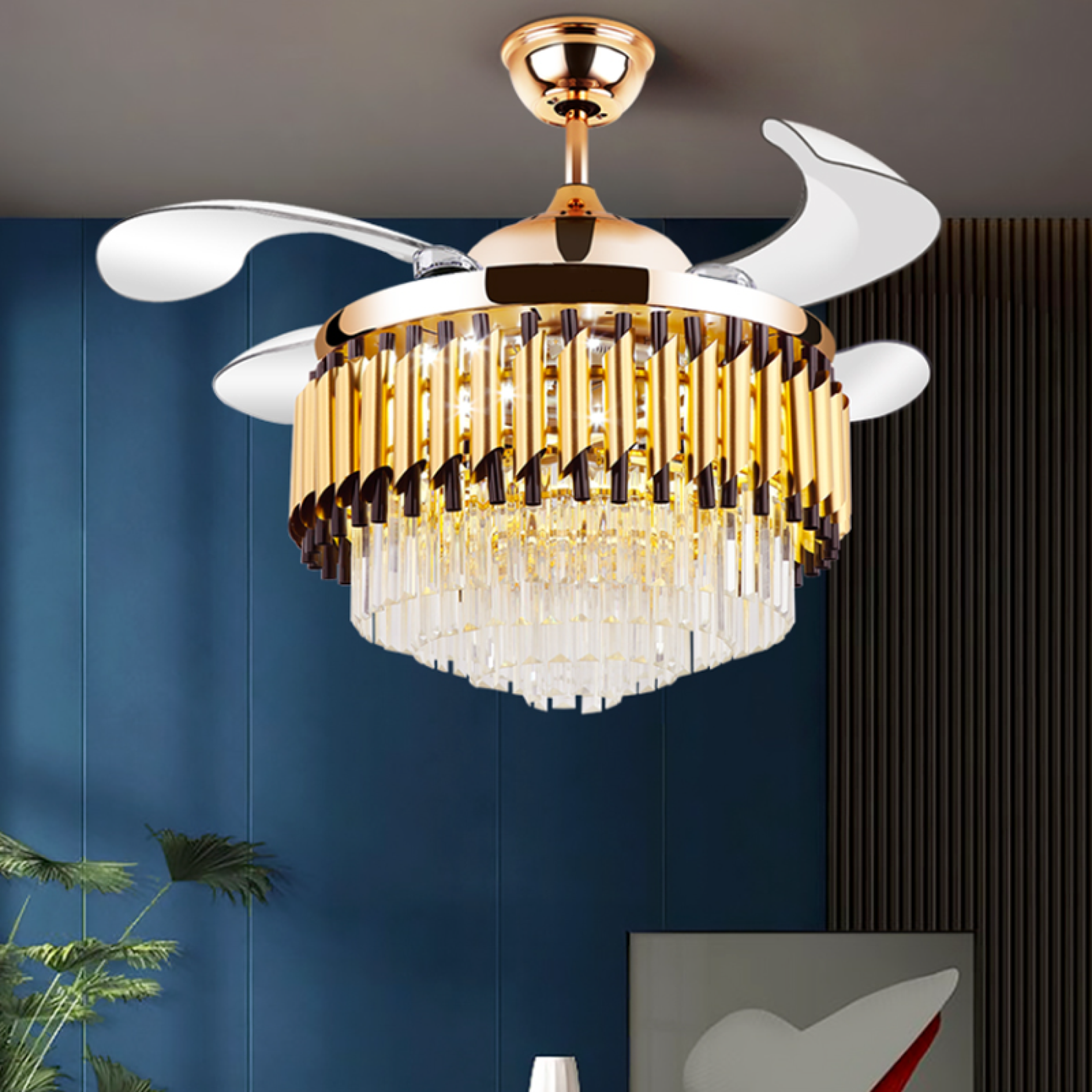 LETOBON LED fan with light bedroom living room remote control fan ...
