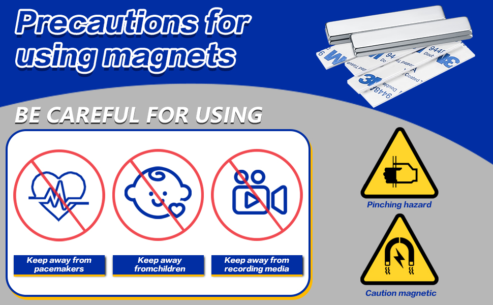 Strong Magnet, 10 Pack 28 x 9 x 3 mm Neodymium Magnets, Magnetic Strips ...