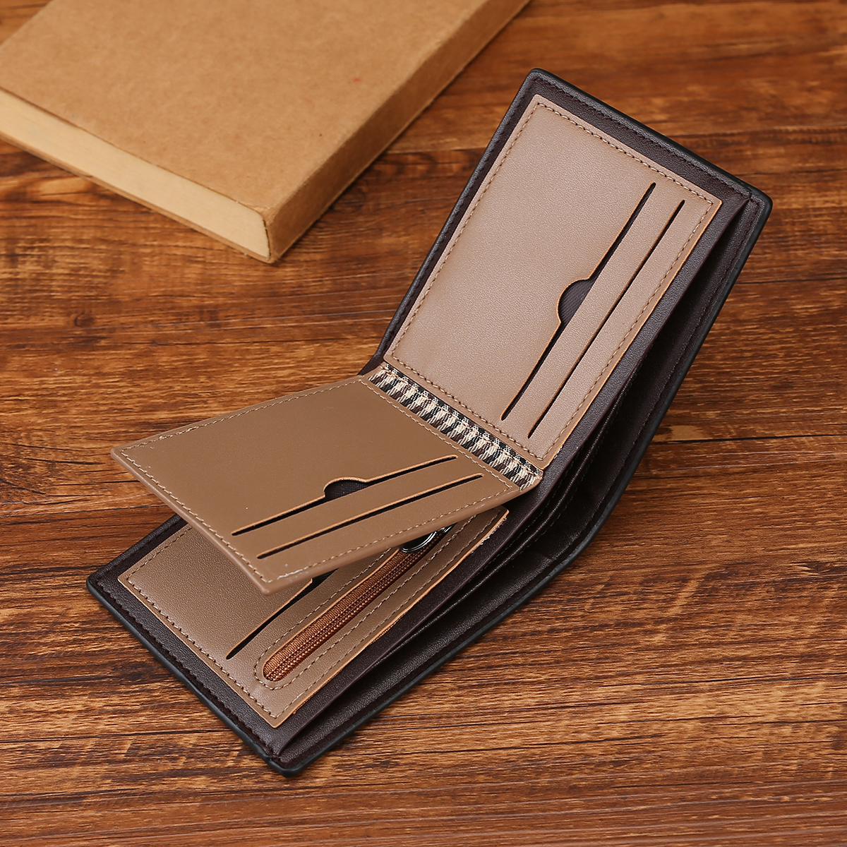 1 Piece Retro Men's Bi-fold Short Wallet Youth Fashion Stitching ...