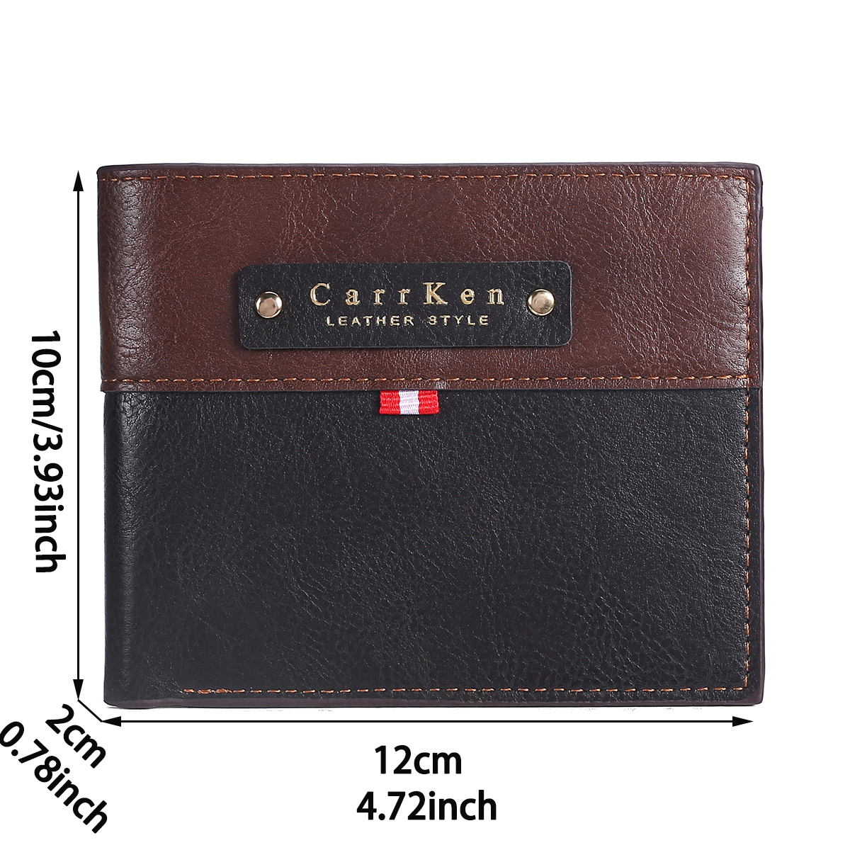 CarrKen Men's Short Wallet Retro Stitched Color-Block Leather Card ...