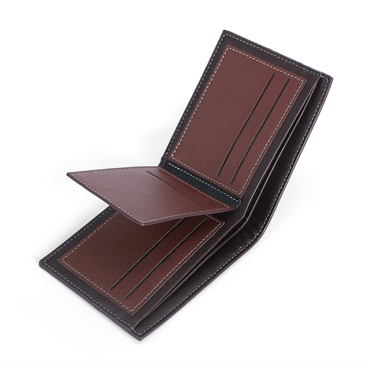 CarrKen Men's Short Wallet Retro Stitched Color-Block Leather Card ...