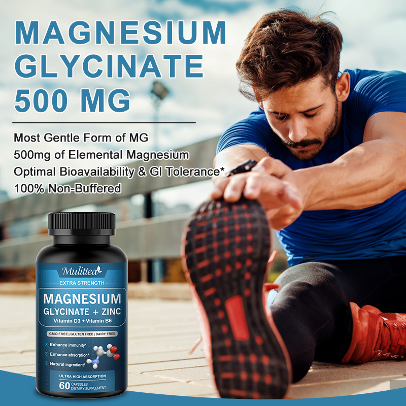 Mulittea Magnesium Glycinate Capsules 500mg Improve Sleep Relieve ...
