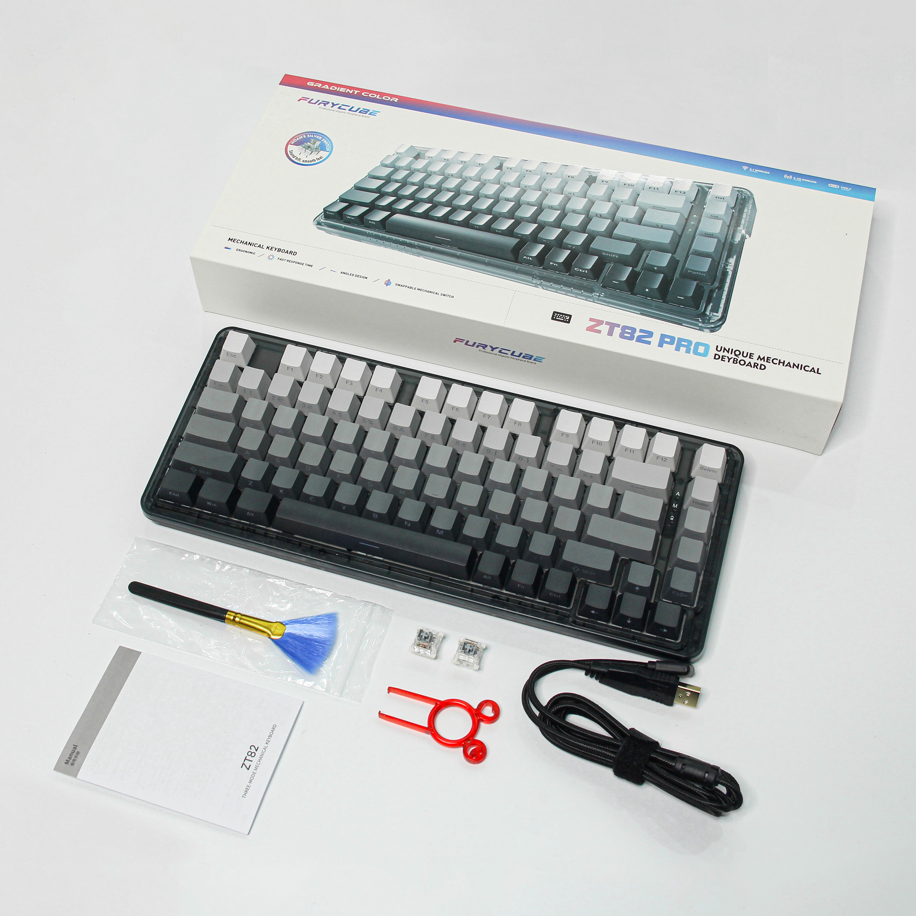ZIFRIEND X75 82 Keys Gamer Keyboard 3 Modes Transparent Mechanical ...