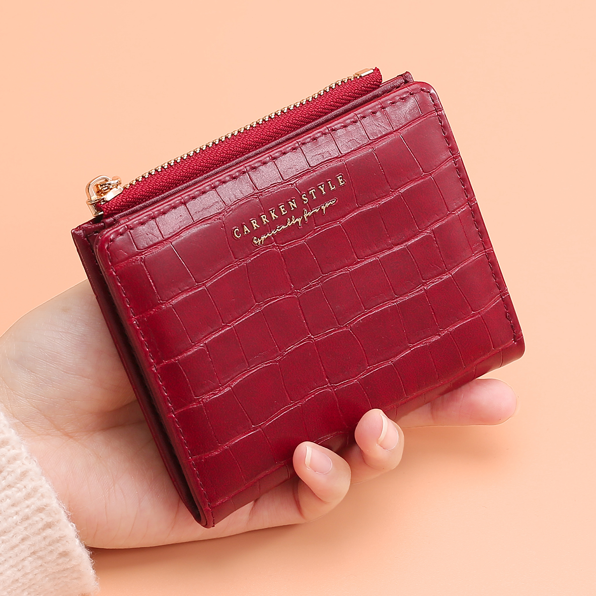 1 Piece Casual Ladies Stone Pattern Short Wallet Youth Fashion Bi-Fold ...