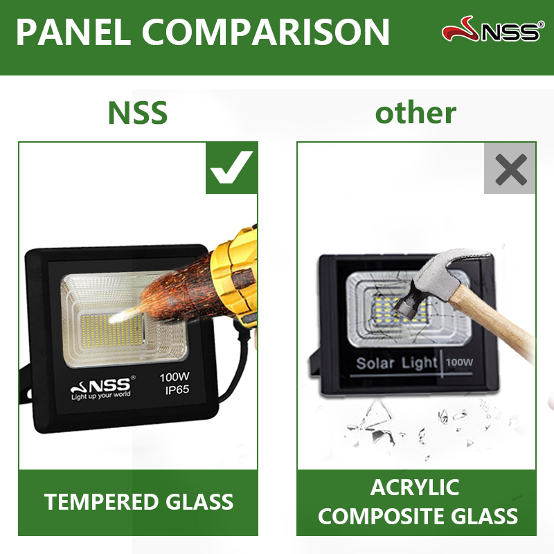 NSS Solar Flood light with Solar Panel LED Street Light Lamp 50W 60W ...