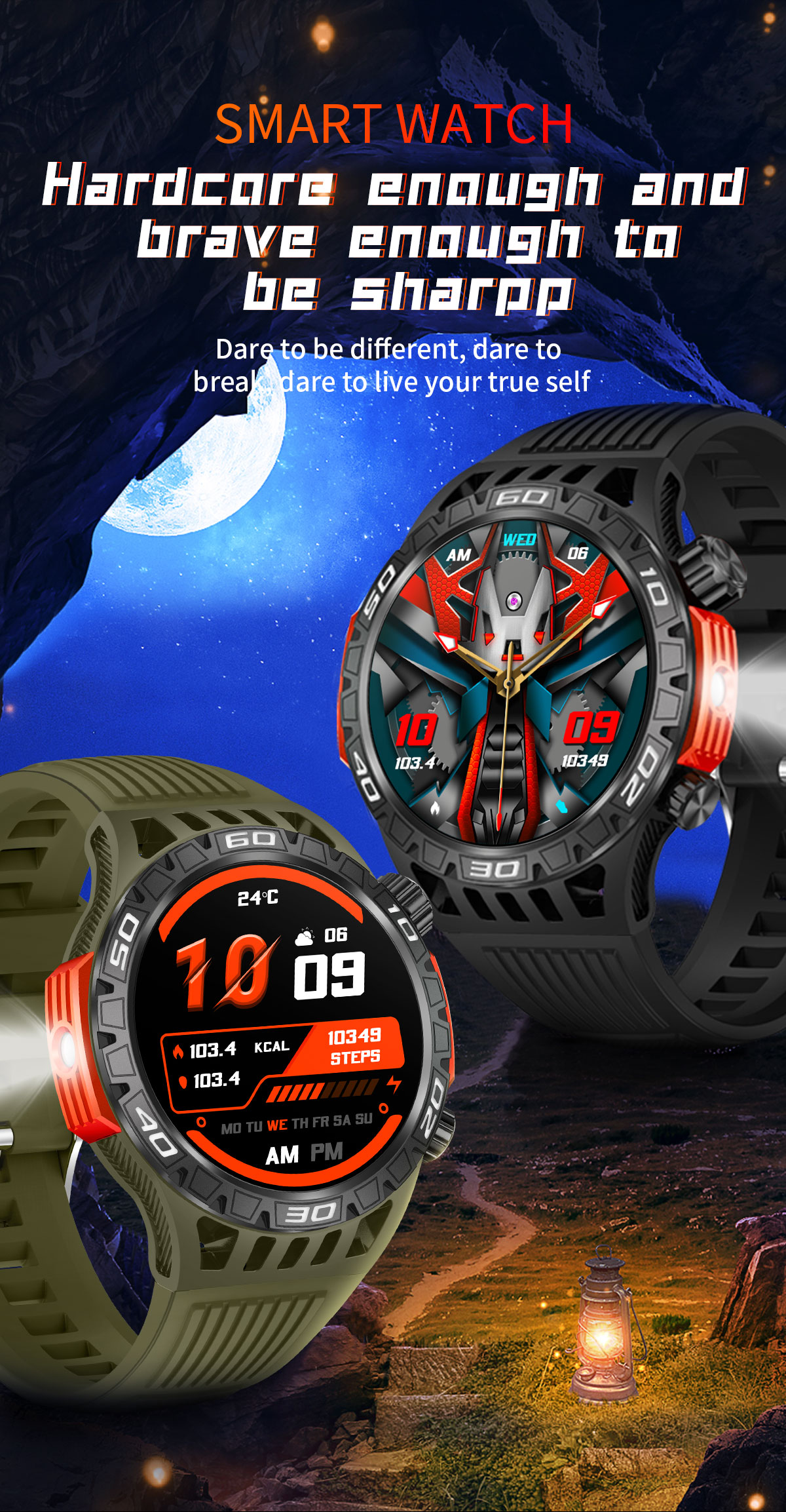 2024 New HT22 Sports Smart Watch Men with LED Lighting Health Tracker ...