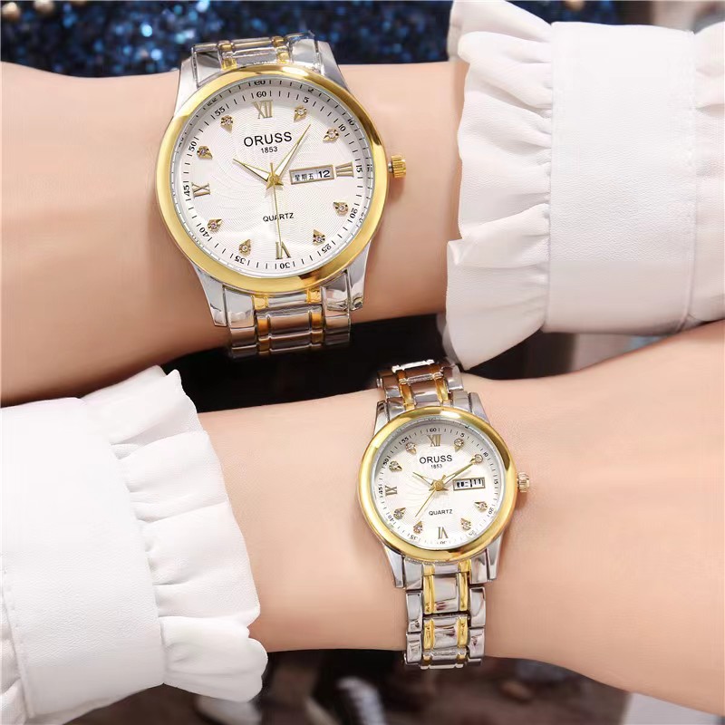 ORUSS Original Luxury Dual Calendar Stainless Steel Fashion Ladies ...