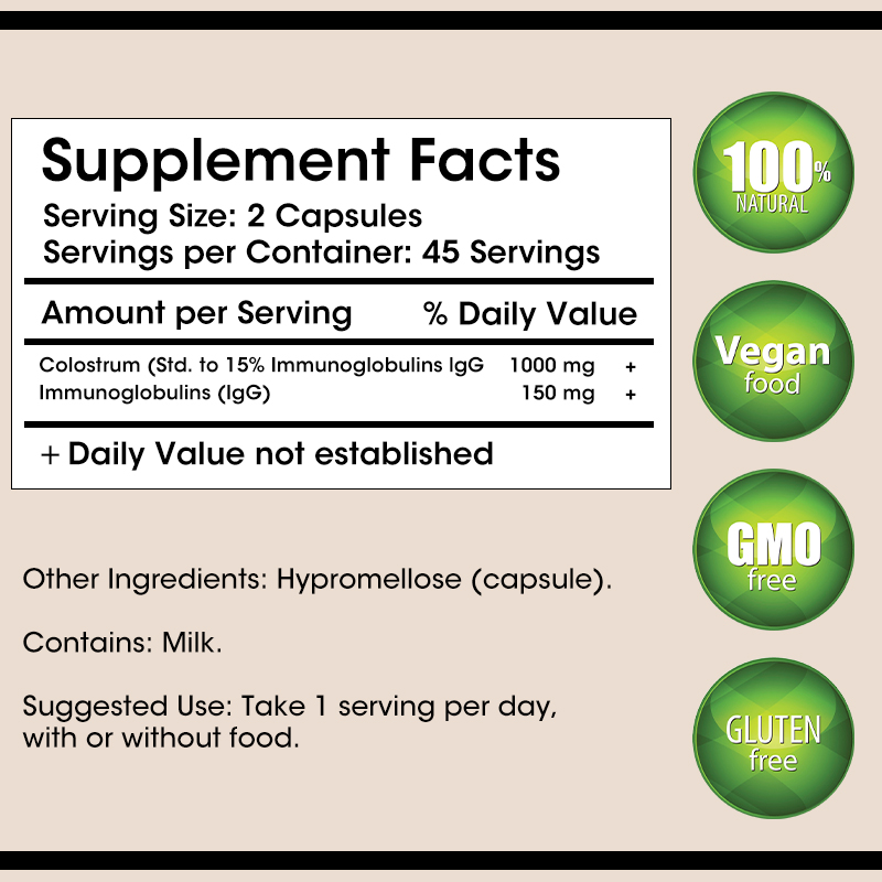 kexinsh Colostrum Supplement 1,000mg per Serving (Bovine Colostrum ...