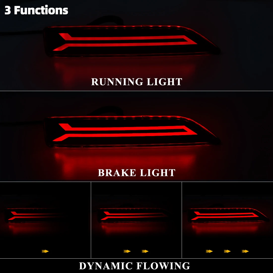 For Honda CRV CR-V BRV 2007 2008 2009 LED Rear Bumper Reflector Lights ...