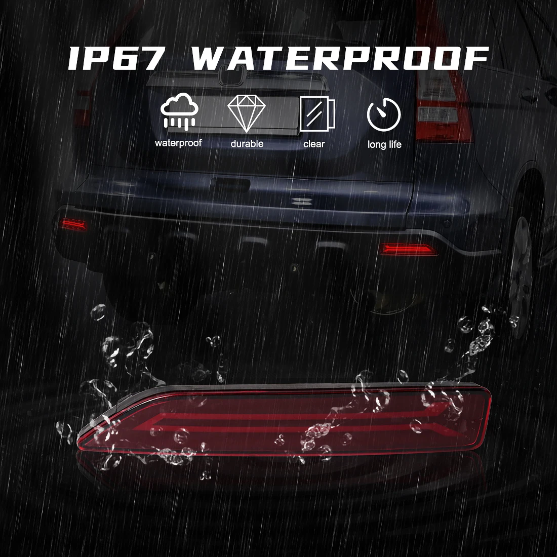 For Honda CRV CR-V BRV 2007 2008 2009 LED Rear Bumper Reflector Lights ...