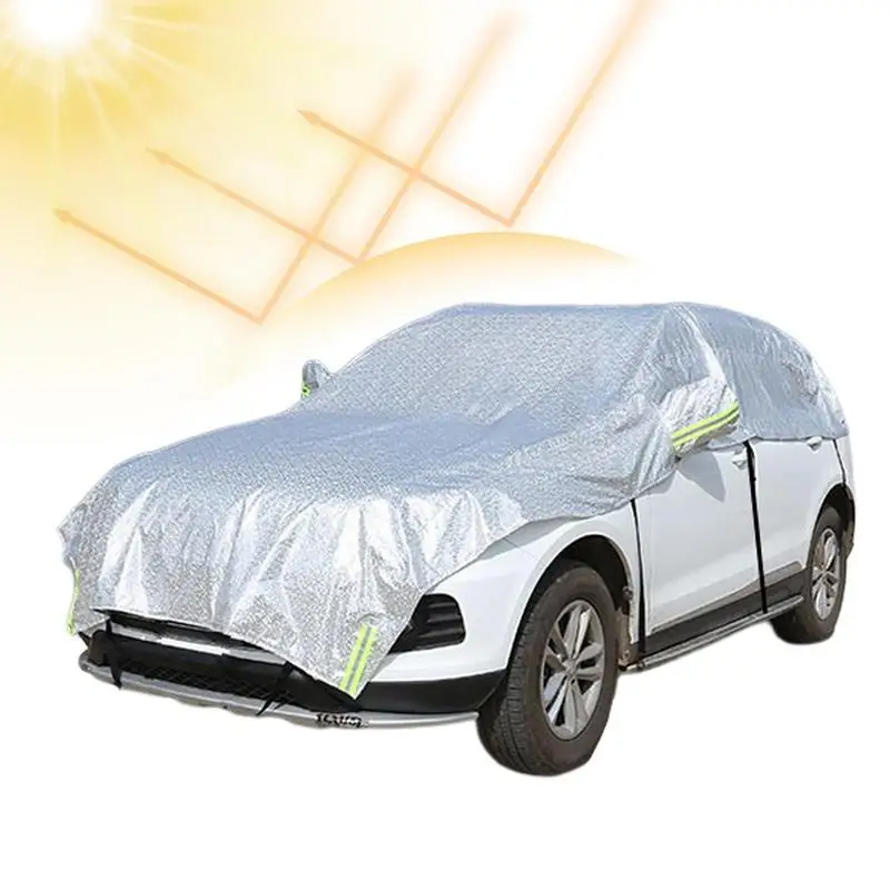Universal Half Car Cover Shade Cover Outdoor Reflection Aluminum Film ...