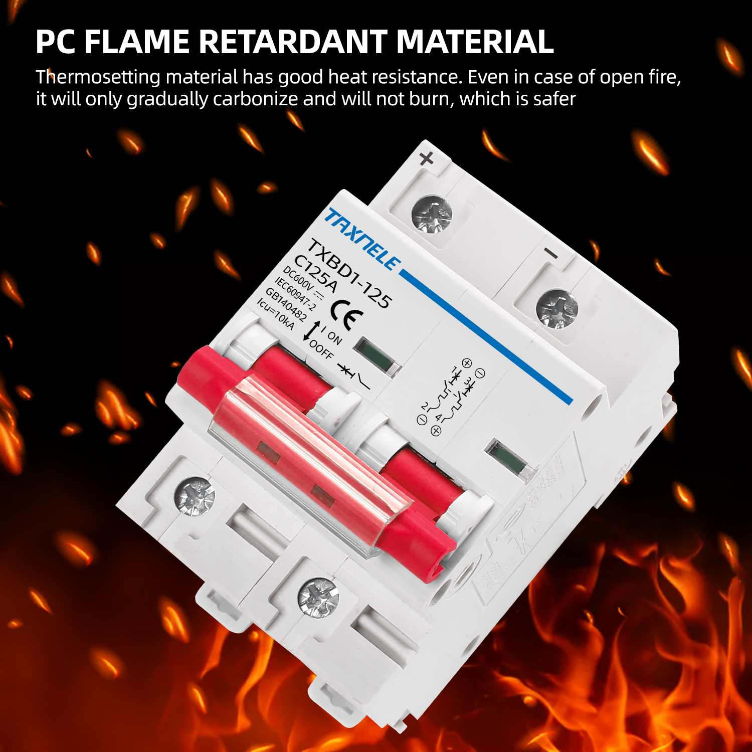 2P DC 600V Solar Mini Circuit Breaker Battery Switch 125A 100A DC MCB ...
