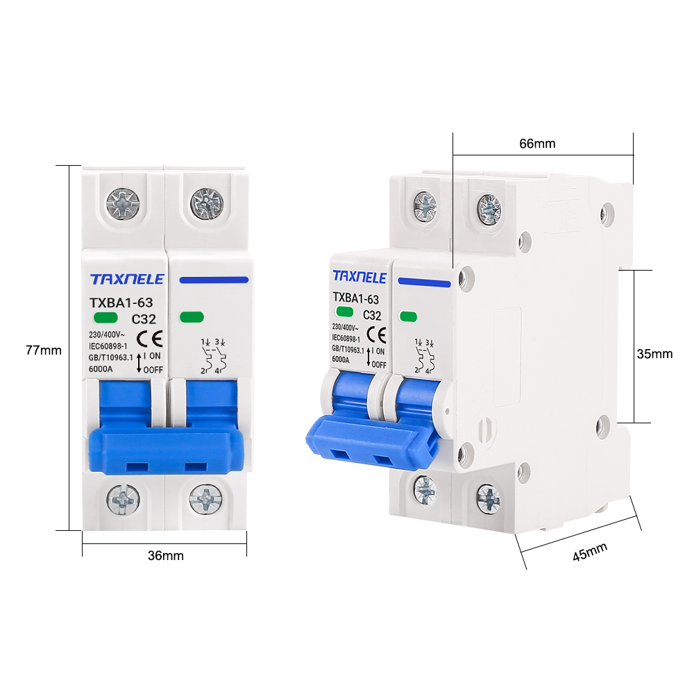 2P AC DC 1000V Solar Mini Circuit Breaker Battery Switch 32A 63A DC MCB for Photovoltaic PV ...