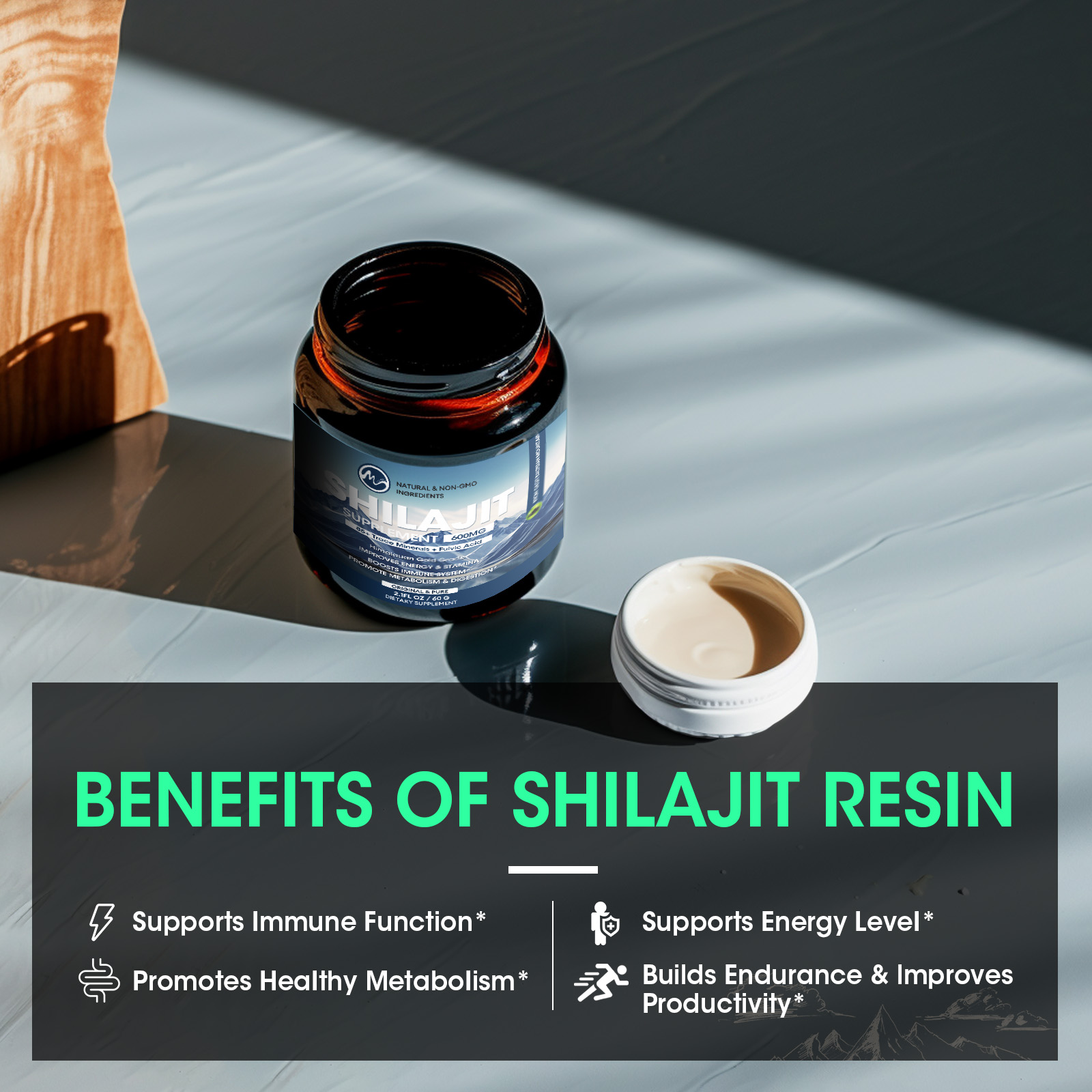 Minch Shilajit Pure Organic Resin Himalayan - 600mg High Potency ...