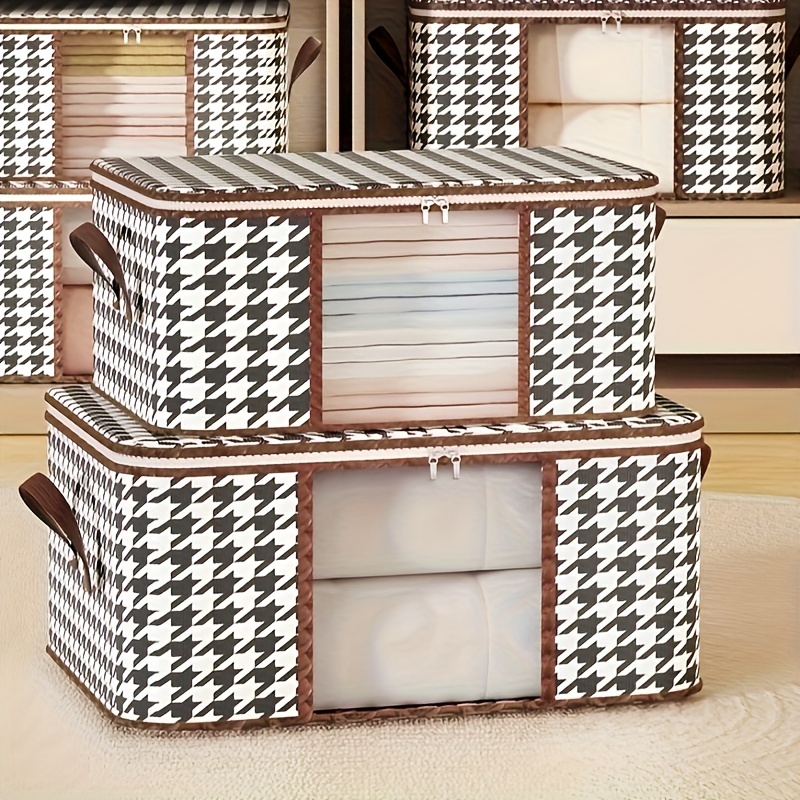 Houndstooth Visual Storage Bag Clothing Cotton Quilt Storage Box Anti ...