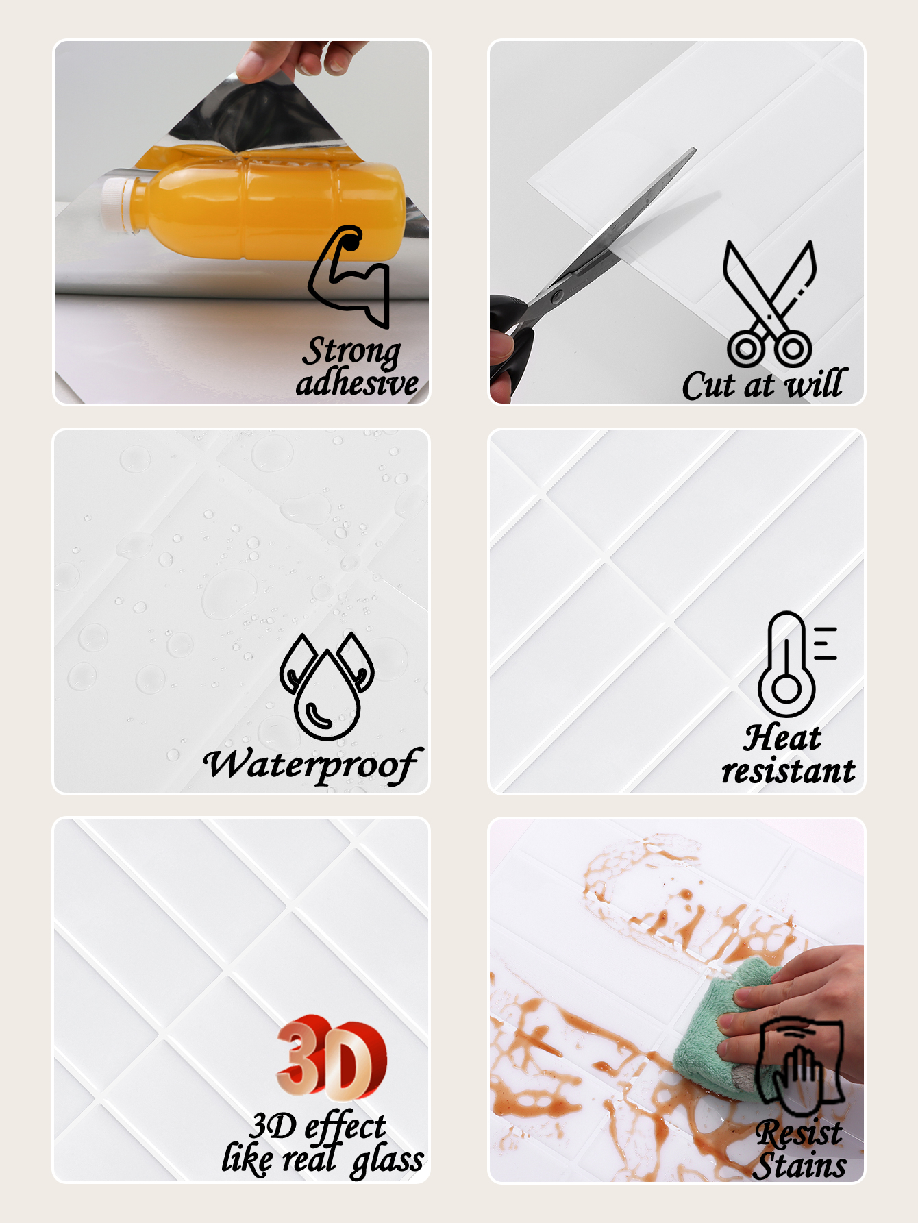 Backsplash Tile for Kitchen Peel and Stick, New Upgrade Self Adhesive ...