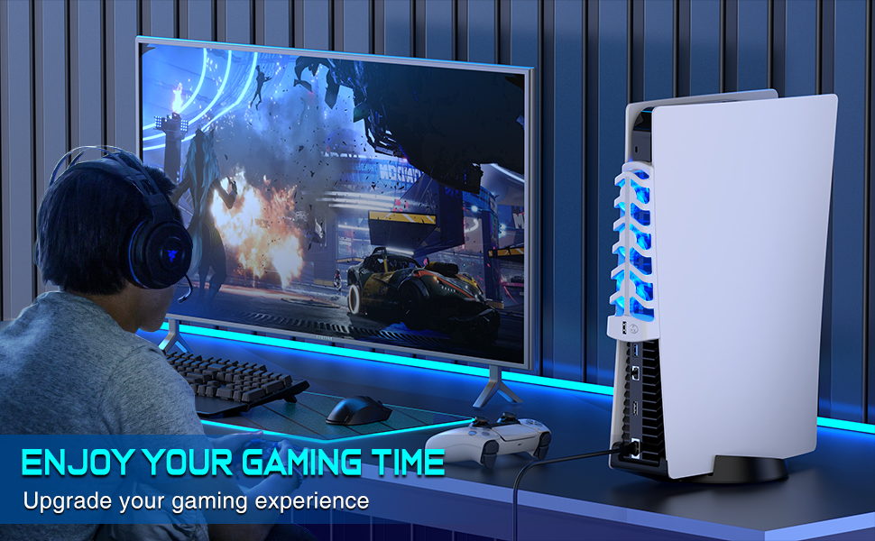 PS5 Cooling Fan PS5 Cooler with 3 High-Speed Cooling Fans (5000 RPM ...
