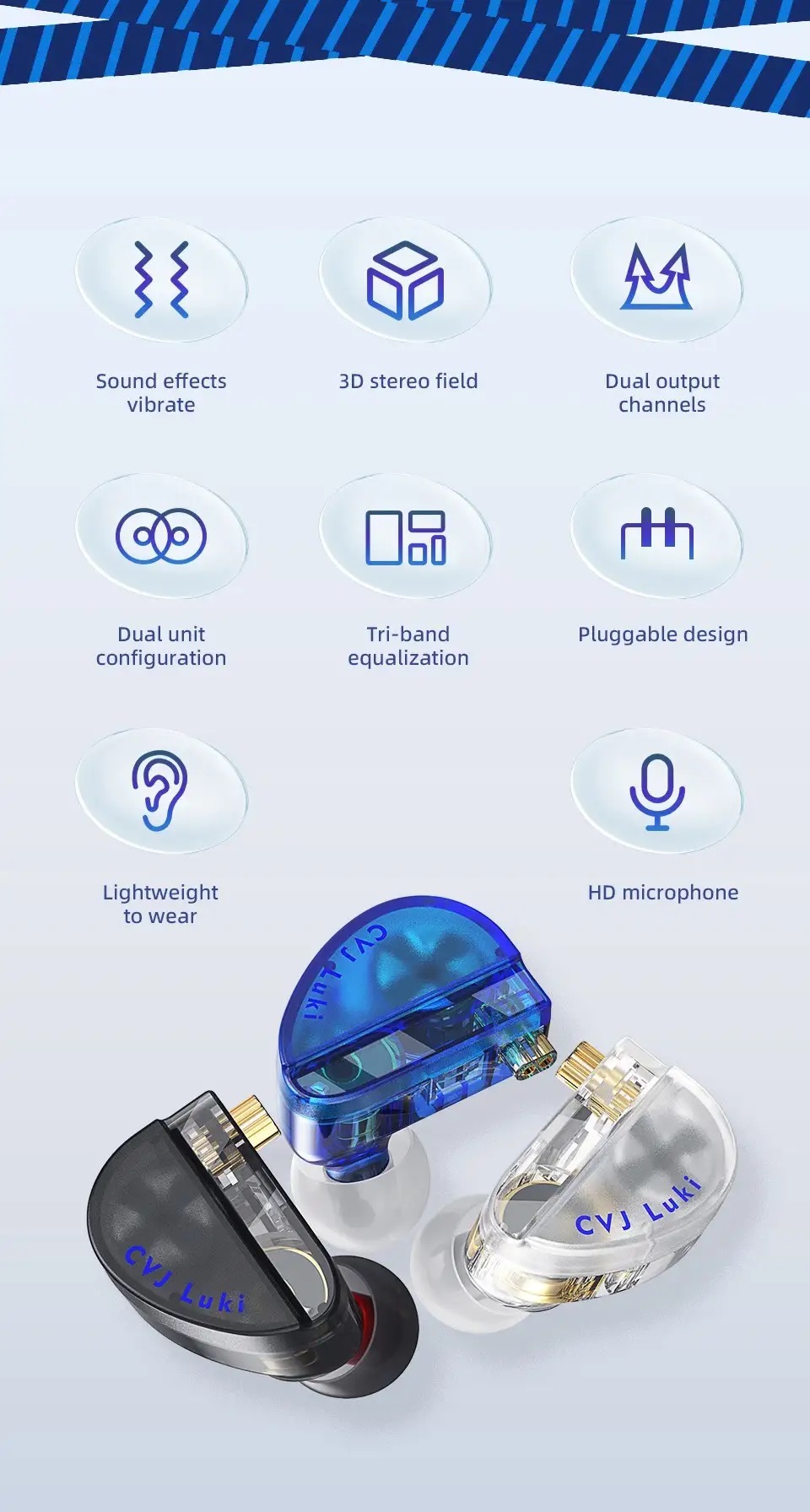 CVJ Luki Dual Unit Vibrating Gaming In-ear Headset Professional ...