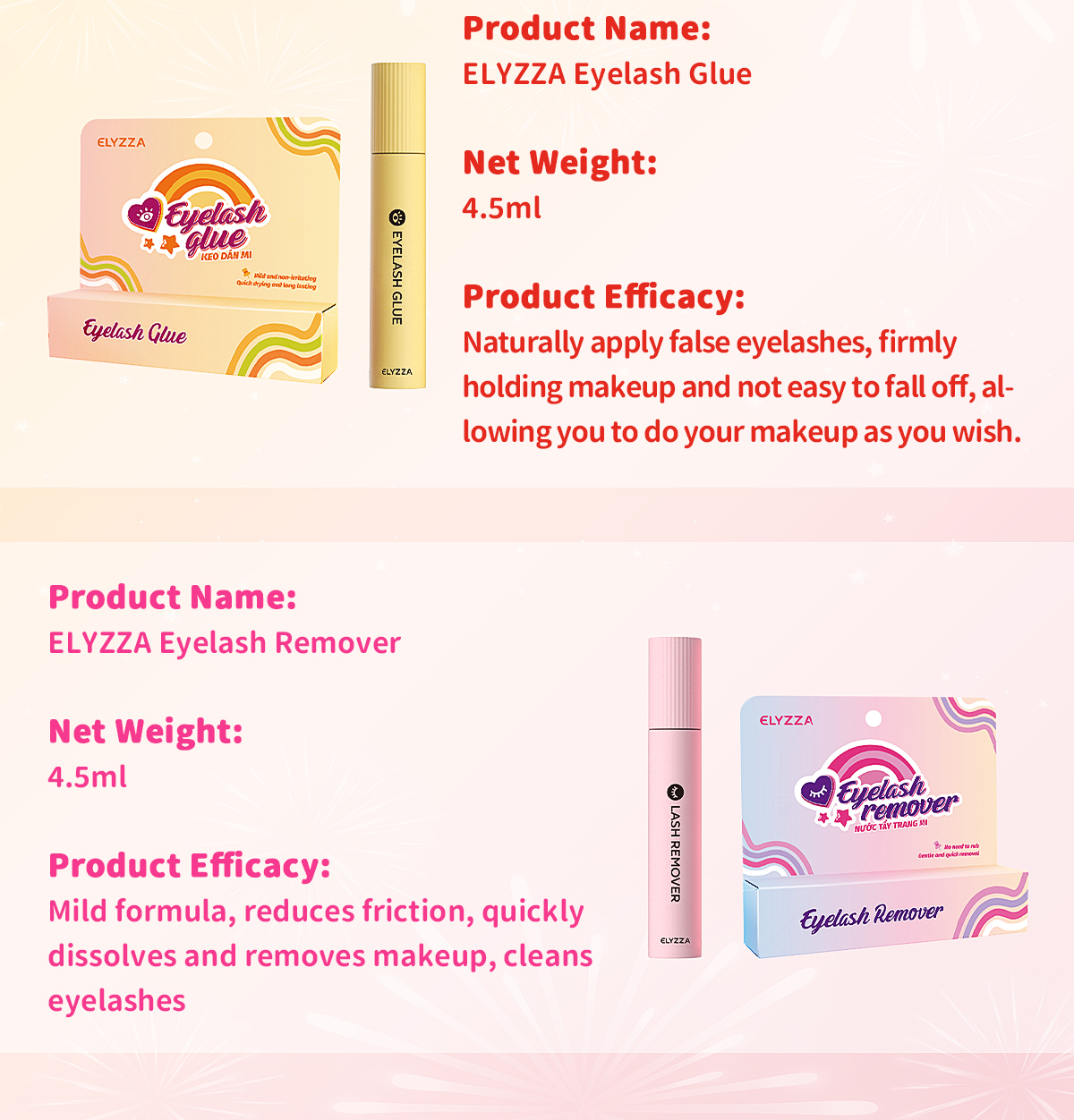 Elyzza Lashes 4.5ml Remover 2-3 Days Arrival Easy To Clean With Blush ...