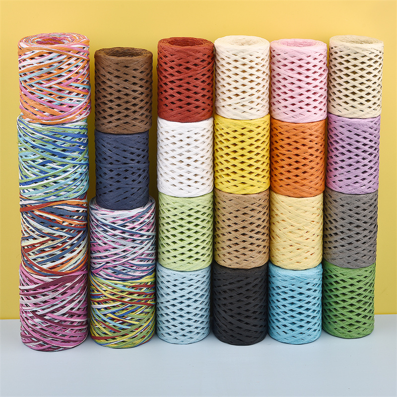 100M/Roll Natural Raffia Yarn For Hand-Knitted Summer Hat Bag Crochet ...