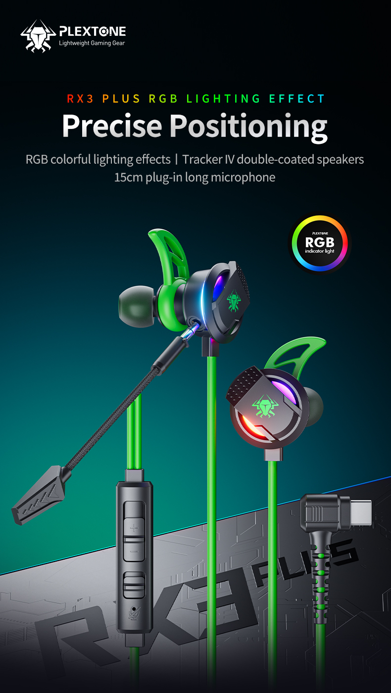 PLEXTONE RX3PLUS Gaming Earphones USB-C Earbuds In-ear Noise Cancelling ...