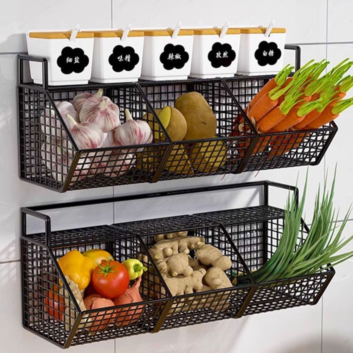 Condiments Organizer Rack Onion Snd Garlic Organizer Kitchen Wall ...